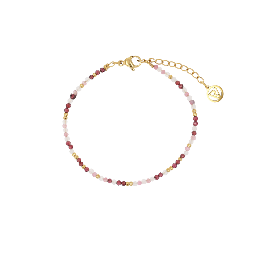 Gemstone Beaded Bracelet Garnet & Pink Tourmaline